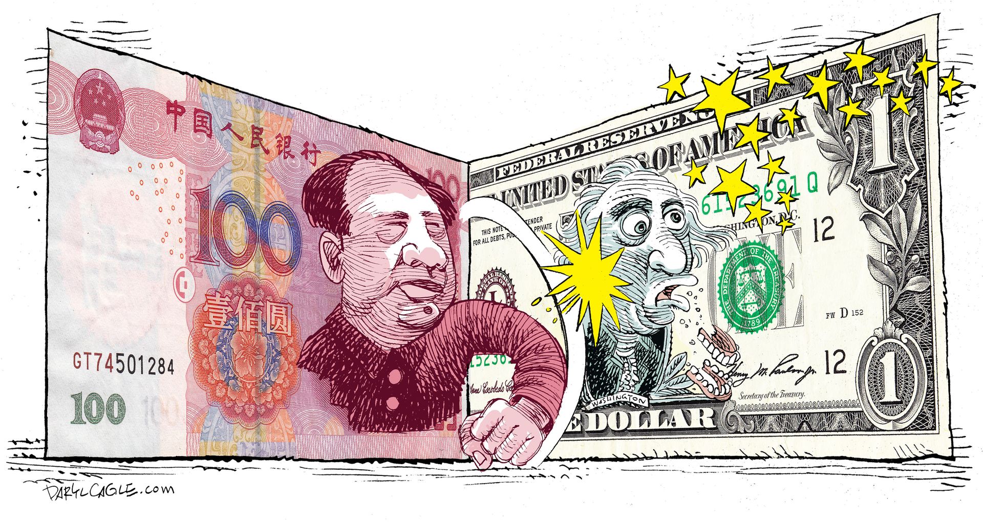 Political Cartoon U.S. Chna US Currency War Devaluation Mao Tse Tung ...