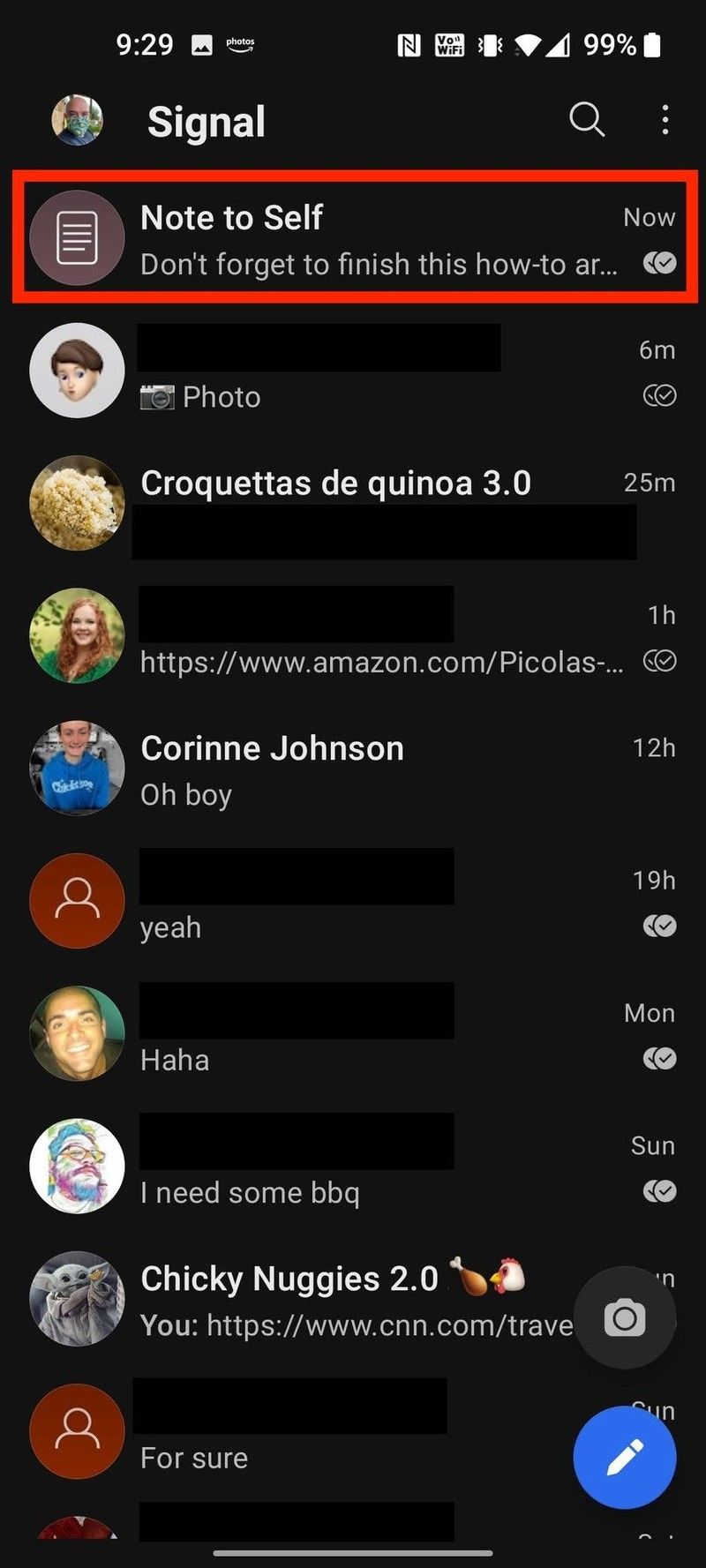 How to send notes and reminders to yourself in the Signal app | Android ...