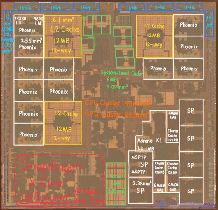 Qualcomm Snapdragon X die shot reveals massive CPU cores with huge ...