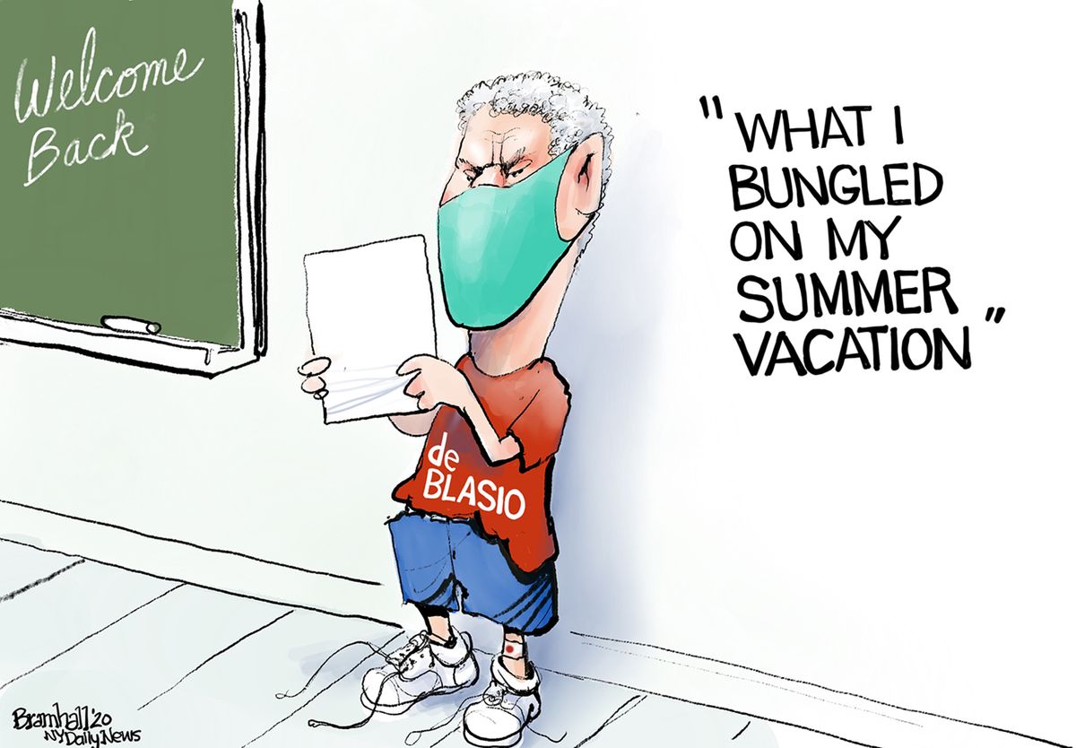 Political Cartoon U.S. Bill de Blasio COVID schools | The Week