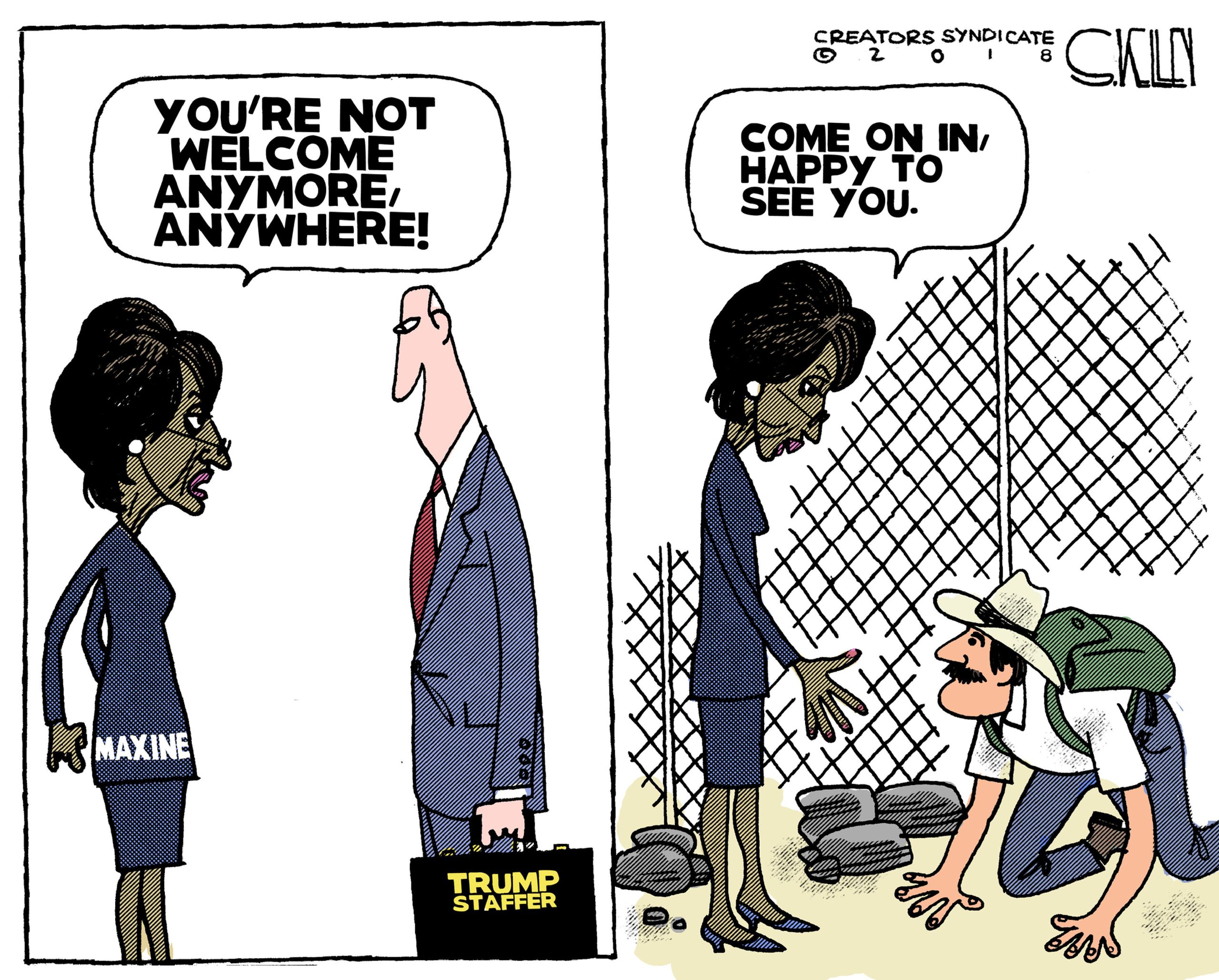 Political Cartoon U.S. Maxine Waters Trump staffer immigration | The Week