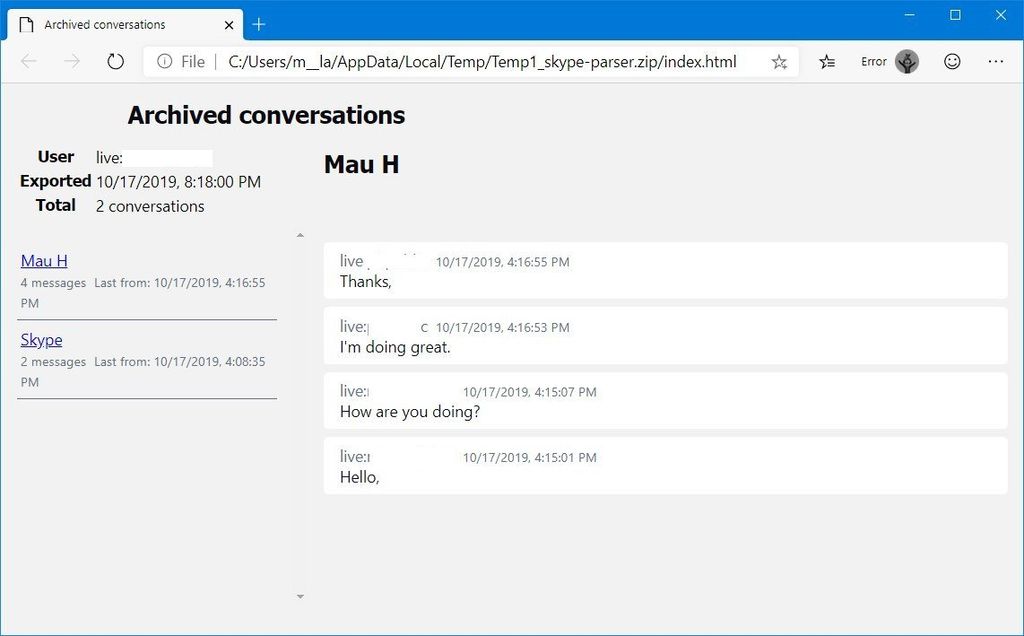 How to download a copy of your Skype chat history on Windows 10 ...