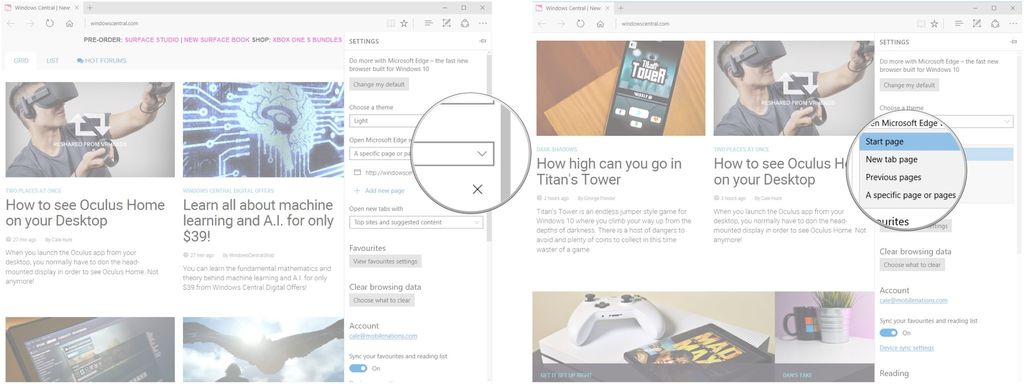 How to customize launch and tab options in Edge for Windows 10 ...