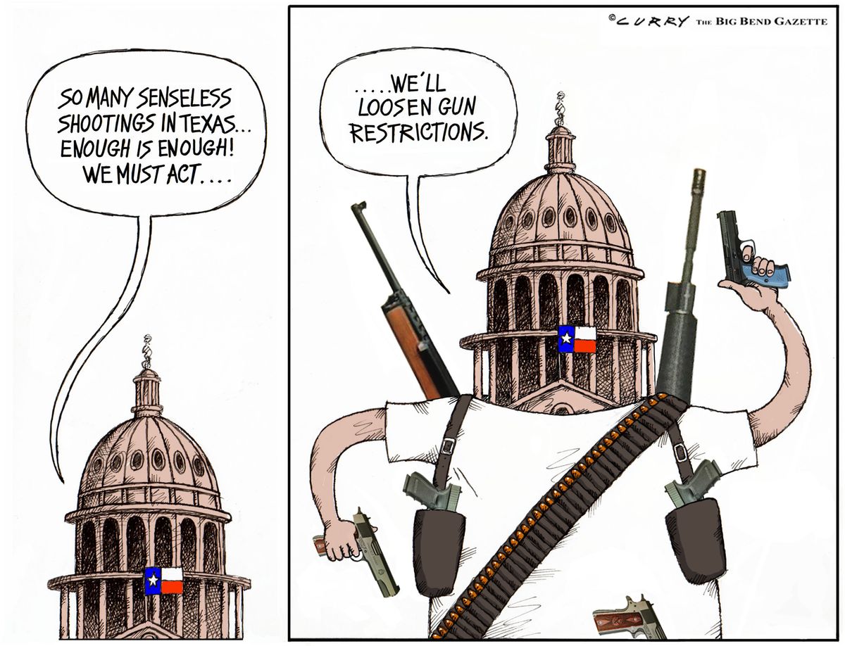 Political Cartoon U.S. Mass Shootings Texas Loosen Gun Restrictions ...
