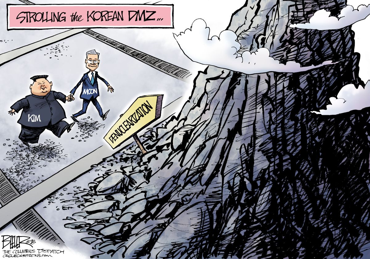 Political cartoon World Korea Summit Kim Jong Un Moon Jae in | The Week
