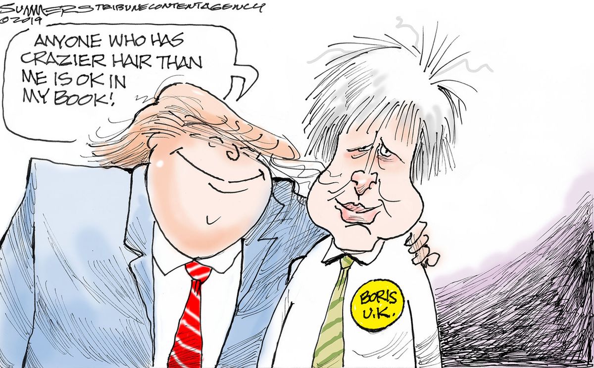 Political Cartoon U.S. Trump Boris Johnson UK Brexit Crazy Hair | The Week