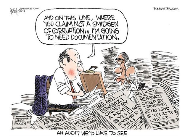 Political cartoon Obama audit corruption | The Week