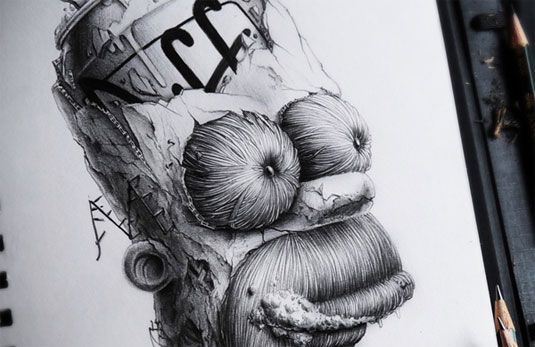 Classic toons get a creepy graphite makeover | Creative Bloq