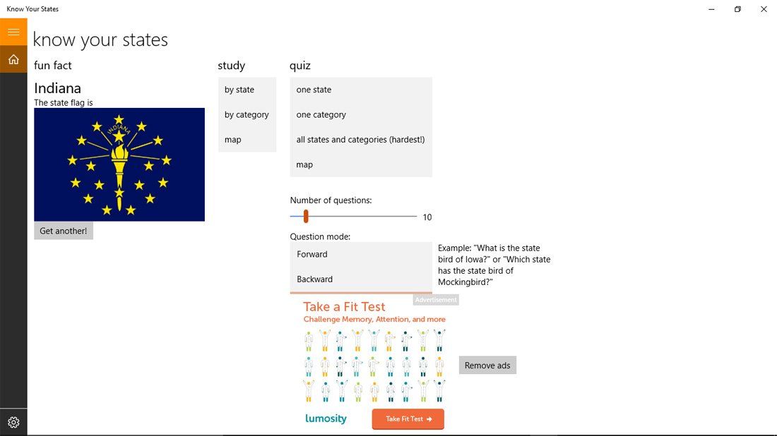 Bone up on your 50 states facts with Know Your States for Windows PC ...