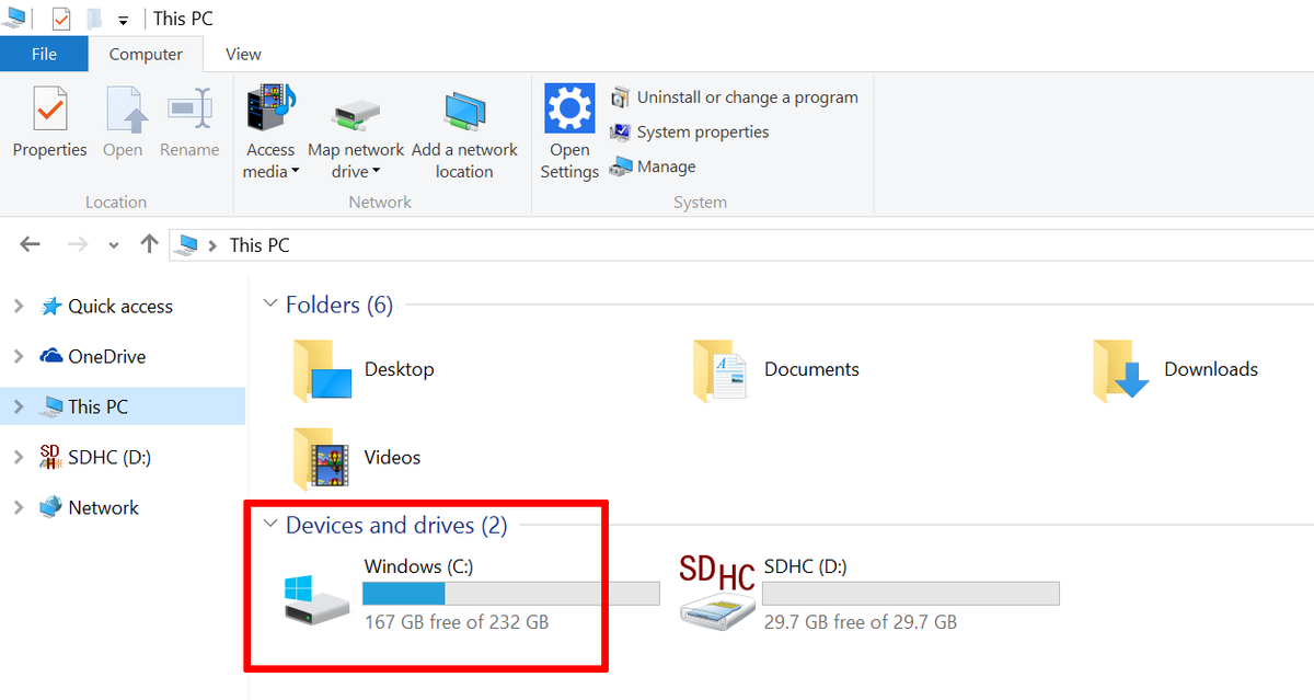 How to check the amount of free space on your hard disk with Windows 10 ...
