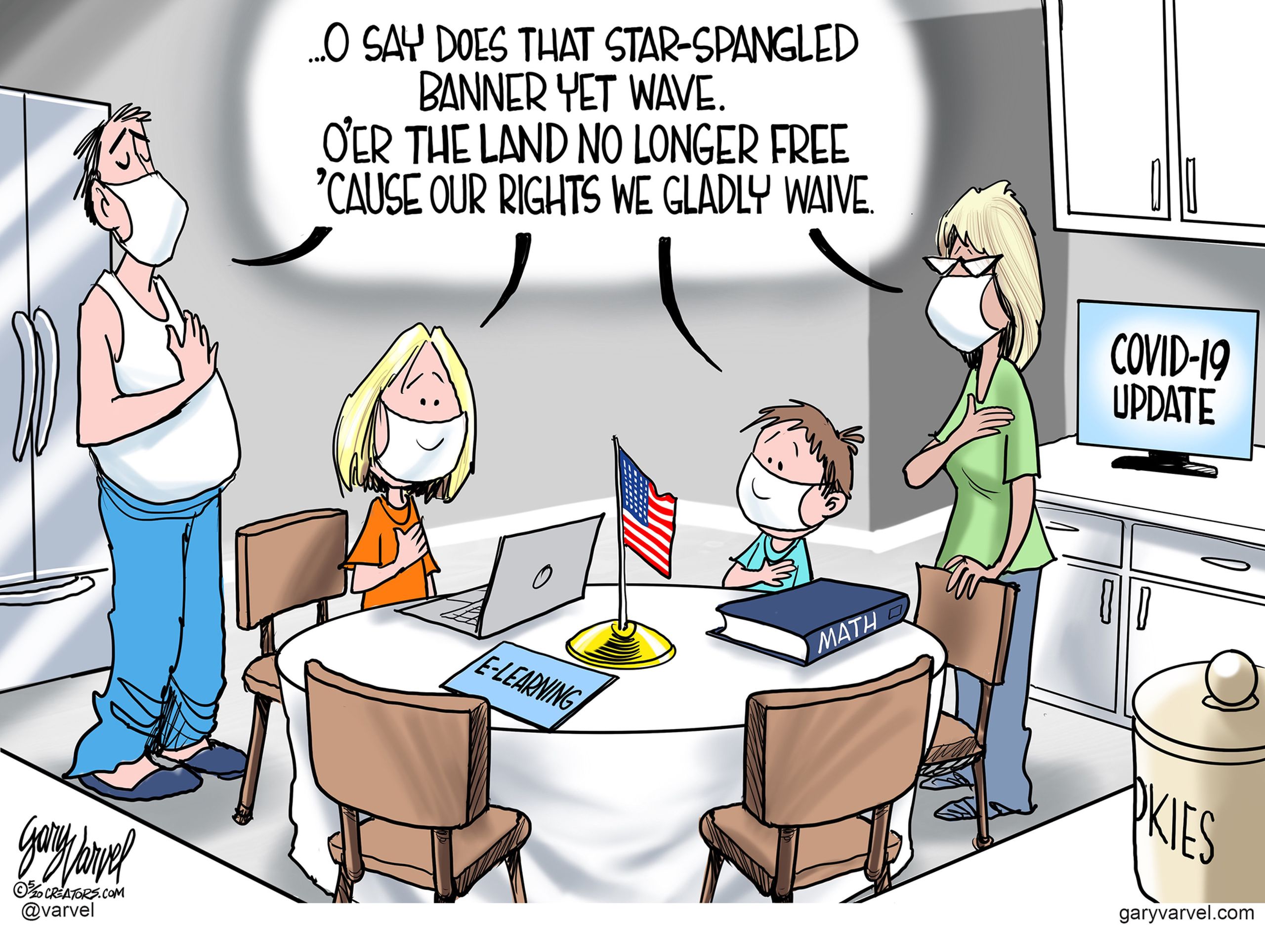 Editorial Cartoon U.S. coronavirus star spangled banner waive rights ...