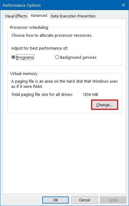How to move virtual memory to a different drive on Windows 10 | Windows ...
