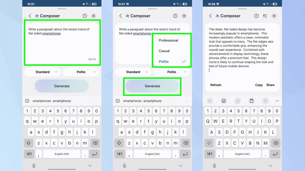 How to use writing assist on Samsung Galaxy 25 | Tom's Guide