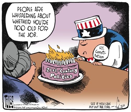 Political Cartoon U.S. Constitution Too Old For 21st Century Politics ...