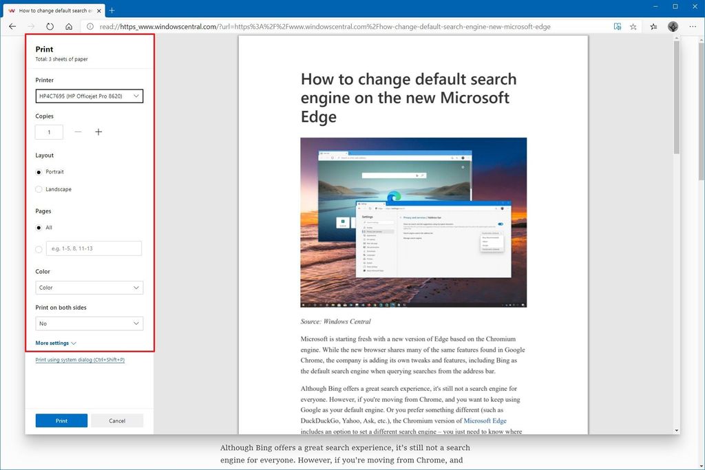 How to use the new Microsoft Edge print features | Windows Central