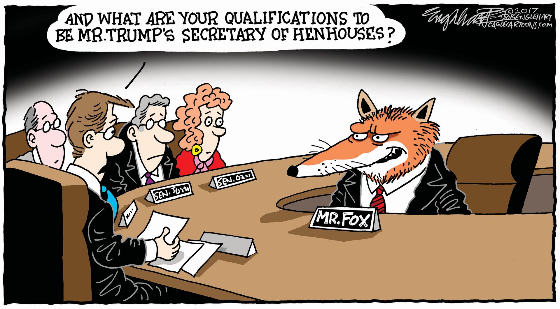Political Cartoon U.S. Senate Confirmation Hearings fox | The Week