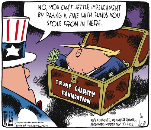 Political Cartoon U.S. Trump Charity Foundation | The Week