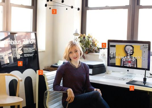 This inspiring workspace features an amazing transforming desk ...