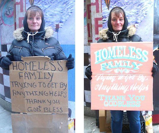 Typographic signs aim to help the homeless | Creative Bloq