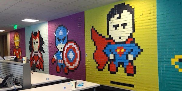 Employees Use Post-Its To Turn Boring Office Into Colorful Superhero ...