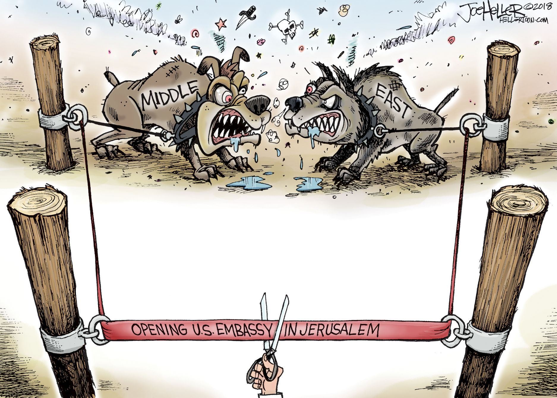 Political cartoon U.S. Jerusalem embassy Israel Palestine Middle East ...