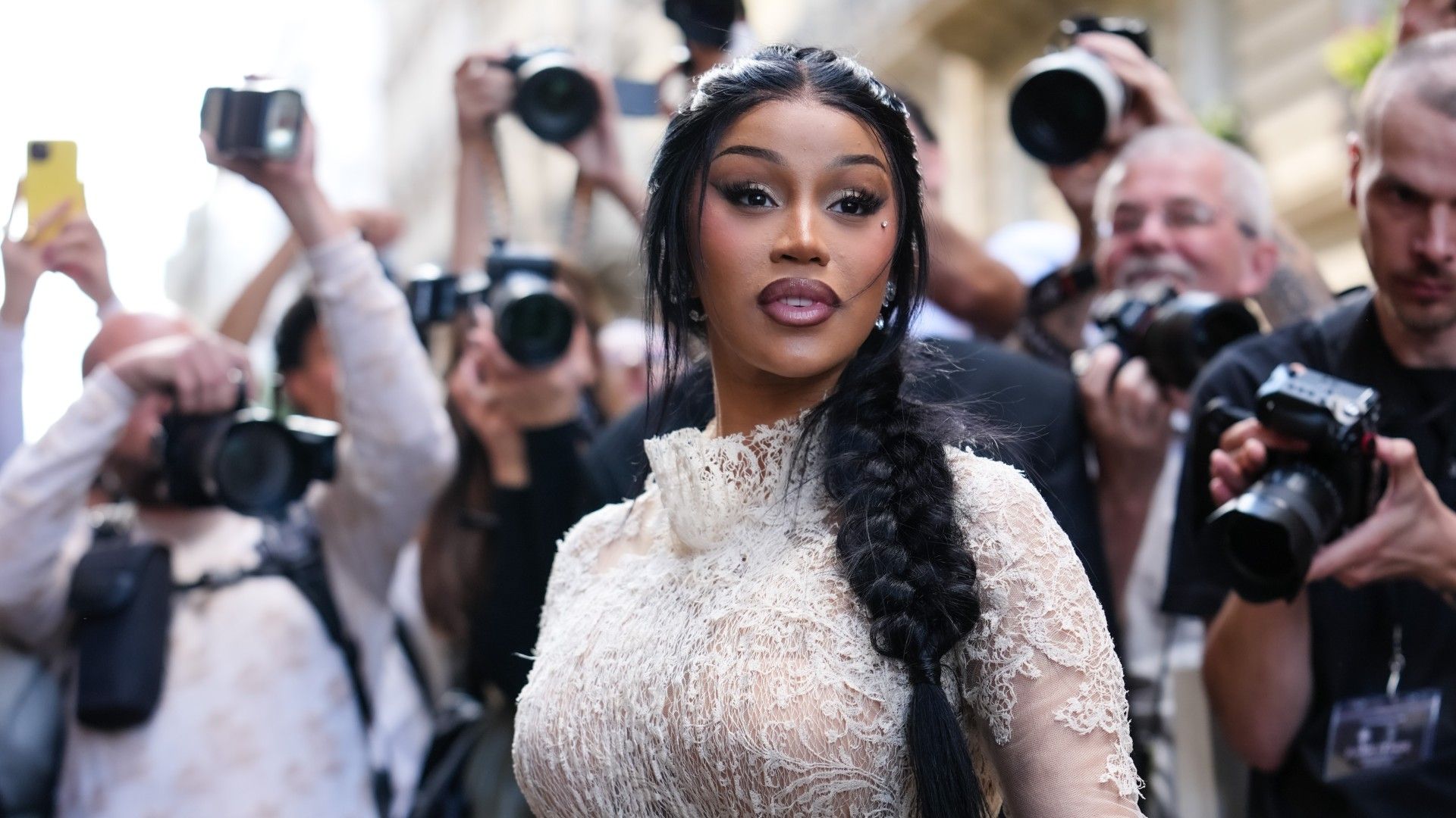 Cardi B Wore An Angelic Fishtail Braid During Paris Fashion Week ...