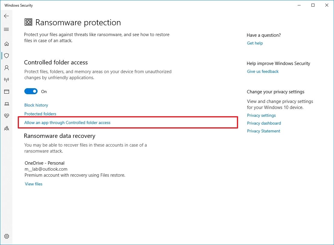 How to enable Controlled folder access to protect data from ransomware ...