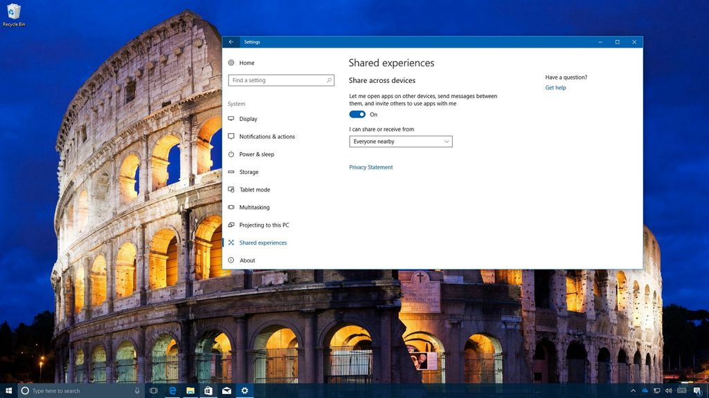 How to manage 'Shared experiences' in the Windows 10 Creators Update ...