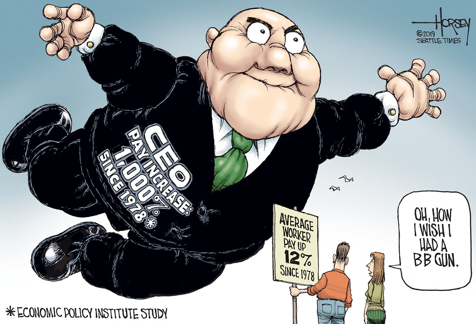 Political Cartoon Worker Pay CEO Pay Inflated Balloon | The Week