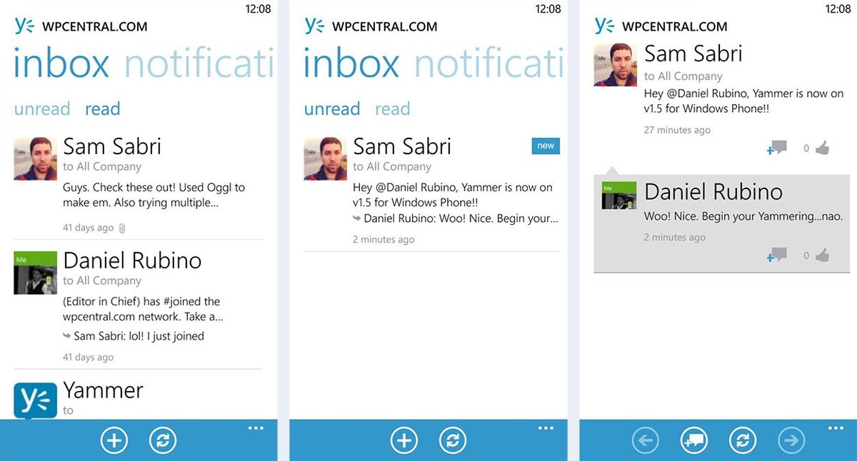 Yammer updated on Windows Phone. Brings new inbox with easy filters for ...