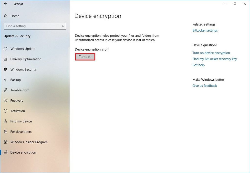 How to enable device encryption on Windows 10 Home | Windows Central