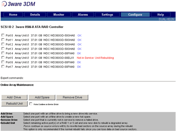 3Ware Escalade 8506: 3DM - RAIDCore Unleashes SATA to Take Out SCSI ...