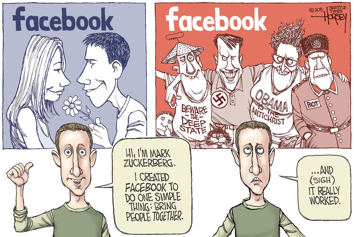 Editorial Cartoon U.S. Zuckerberg Facebook Bring People Together ...