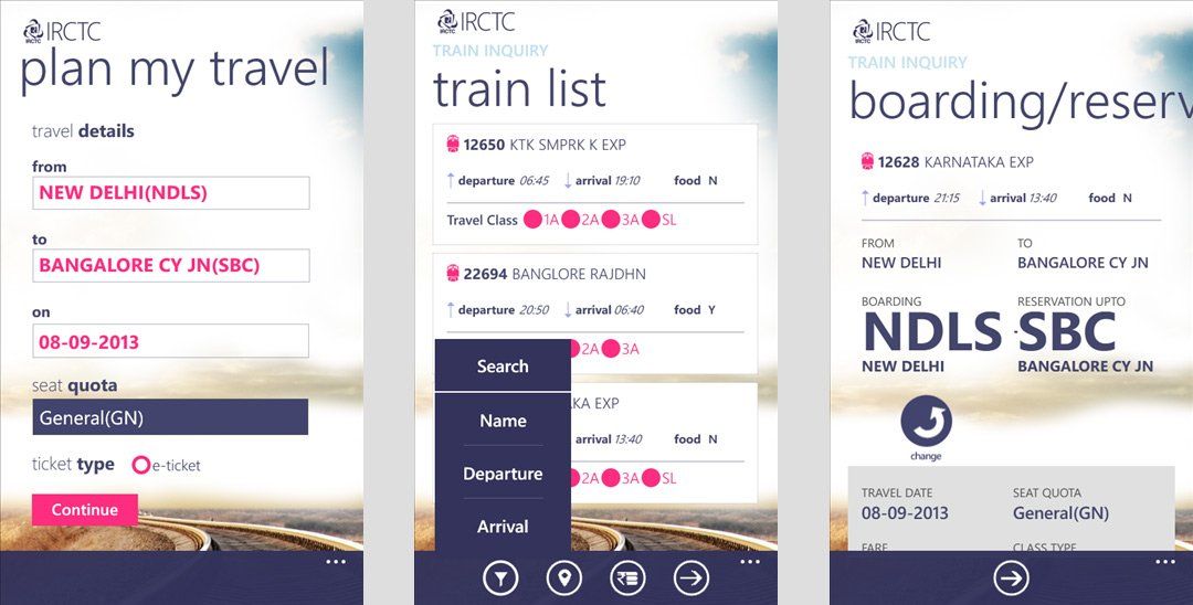 Official IRCTC app available for Windows Phone, allows you to book ...