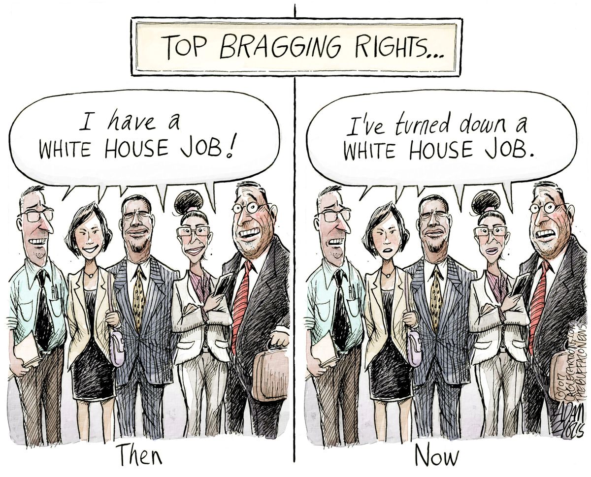 Political cartoon U.S. Trump white house jobs | The Week