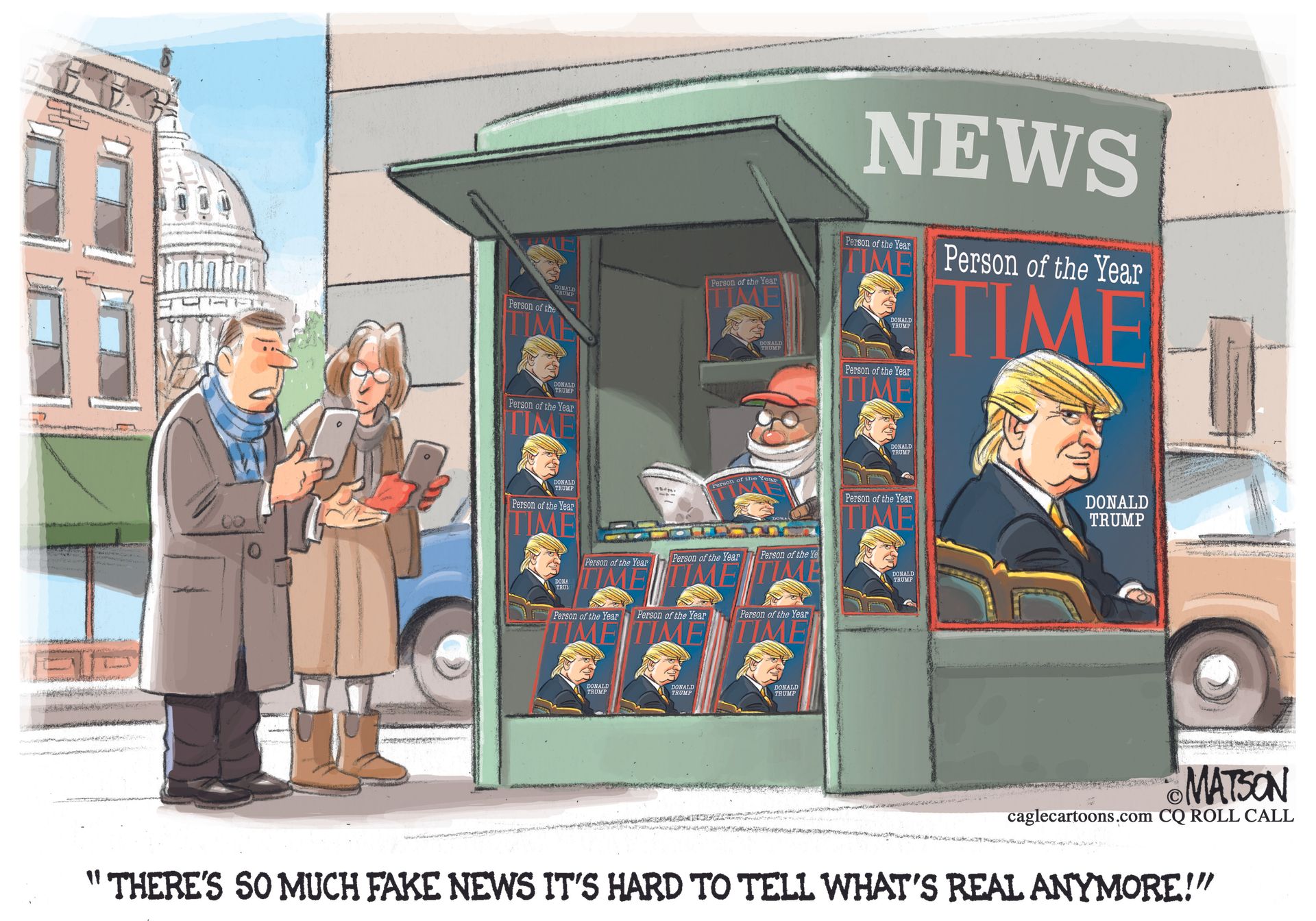 Political cartoon U.S. Donald Trump person of the year fake news | The Week
