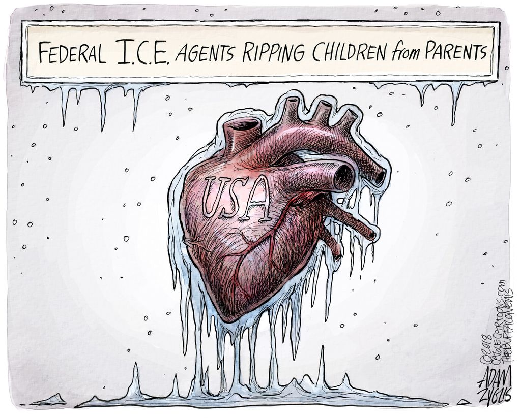 Political cartoon U.S. ICE immigration federal agents children family ...