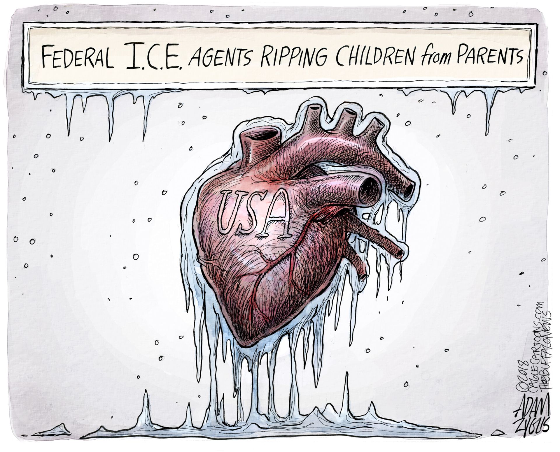 Political cartoon U.S. ICE immigration federal agents children family ...