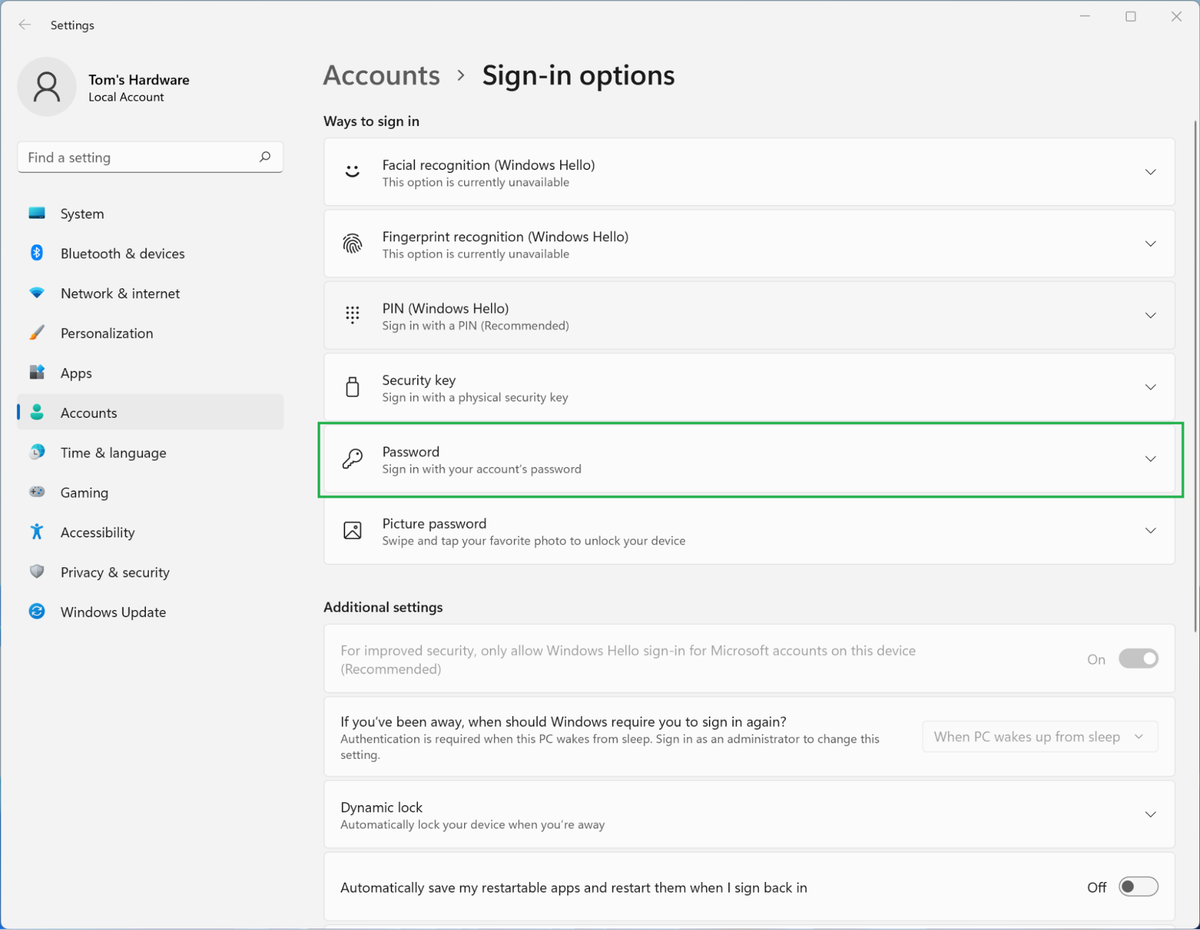 How to Change Your Password in Windows 11 | Tom's Hardware