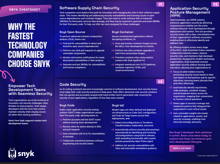 Why the Fastest Technology Companies choose Snyk Cheat Sheet | IT Pro