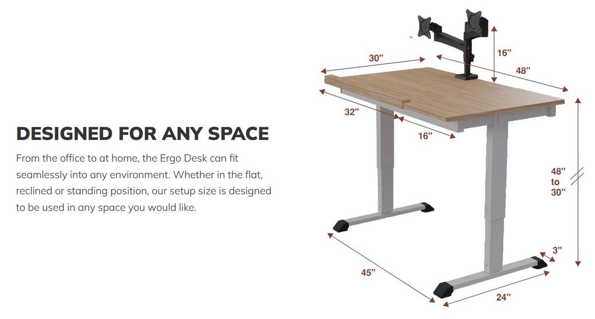 Ergo Desk reclines with your chair, desktop tilts up to match the ...