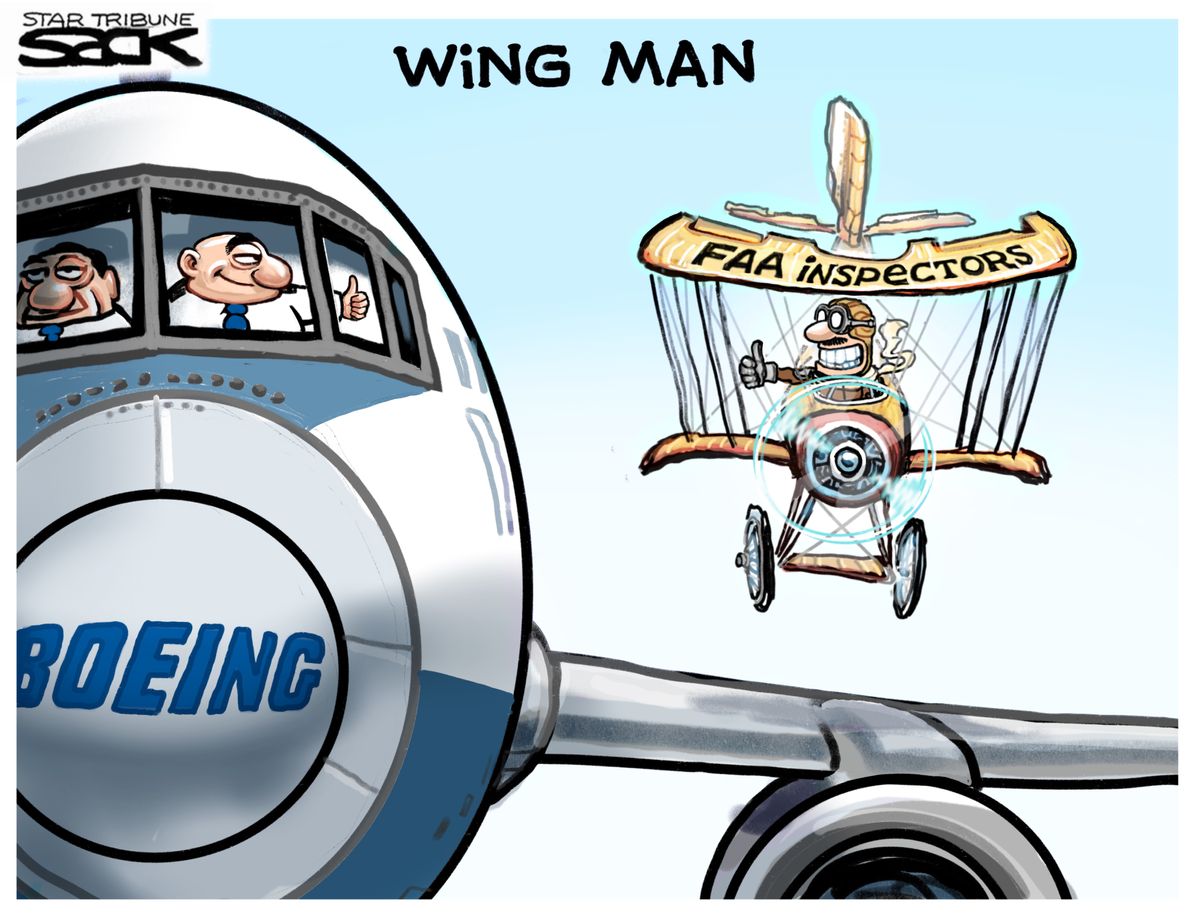 Editorial Cartoon U.S. Boeing crisis FAA wingman | The Week