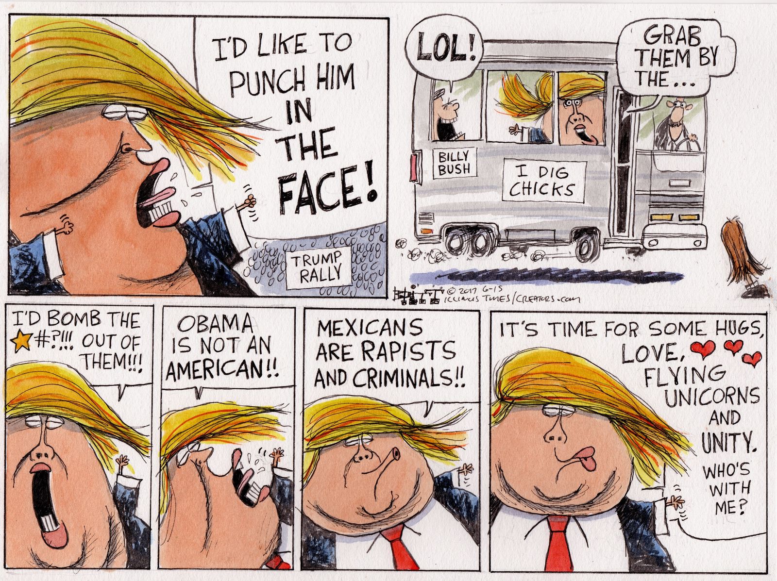 Political cartoon U.S. Trump Congress baseball shooting America unity ...