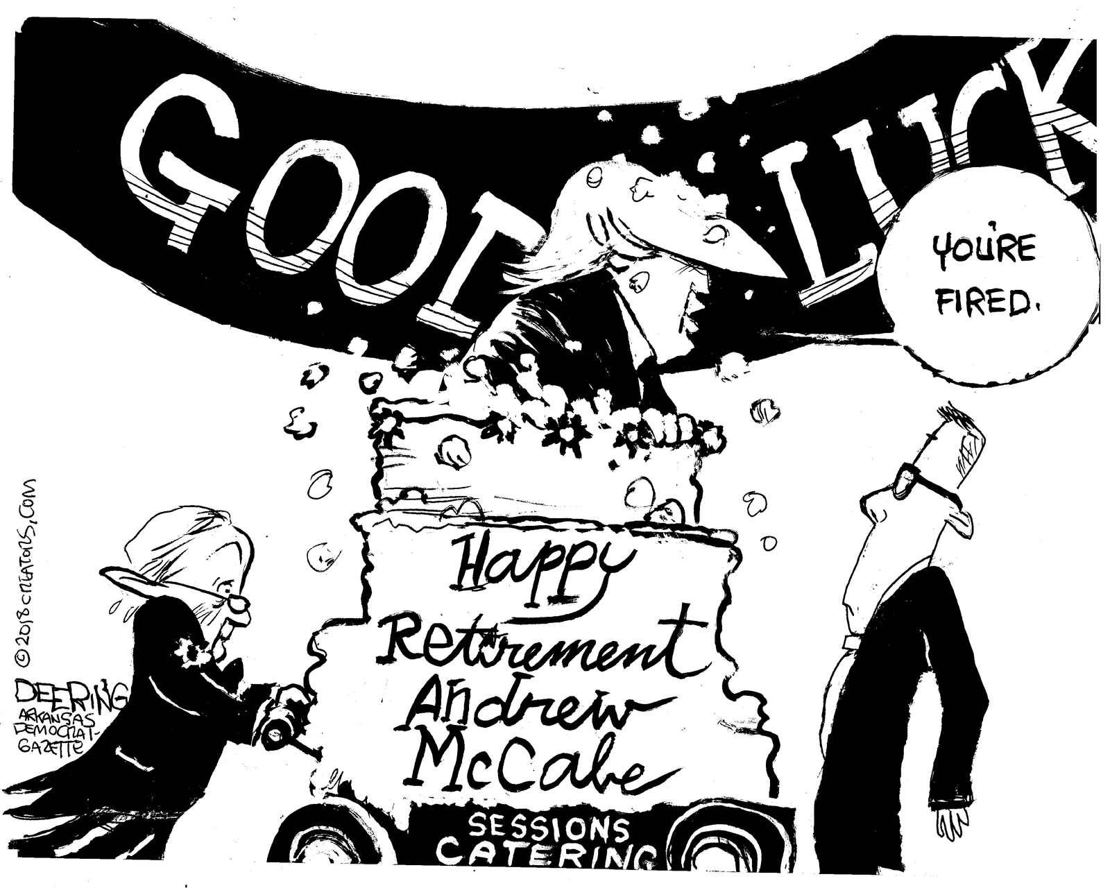 Political cartoon U.S. Trump White House chaos FBI Jeff Sessions Andrew ...