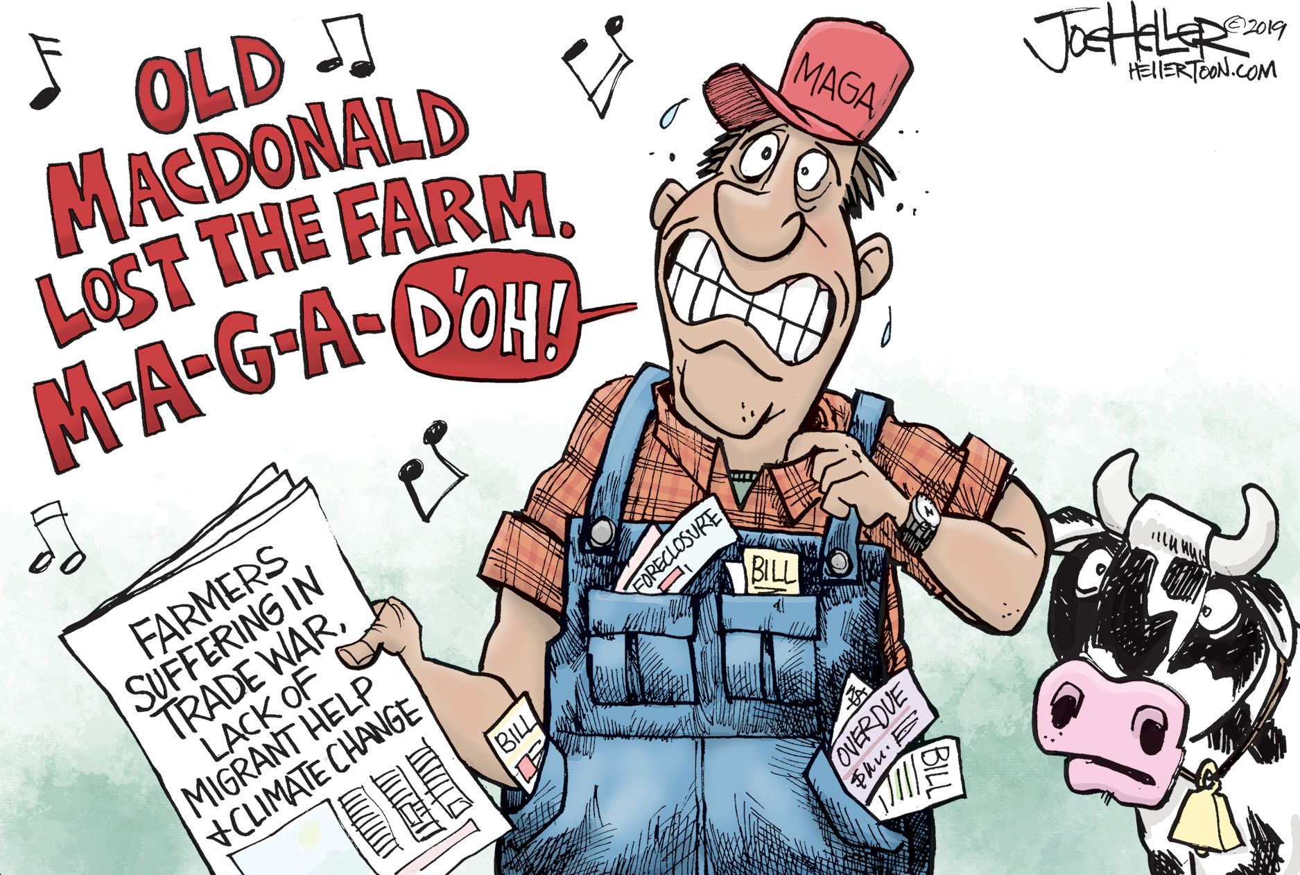 Political Cartoon U.S. Trump Old McDonald lost the farm MAGA trade war ...