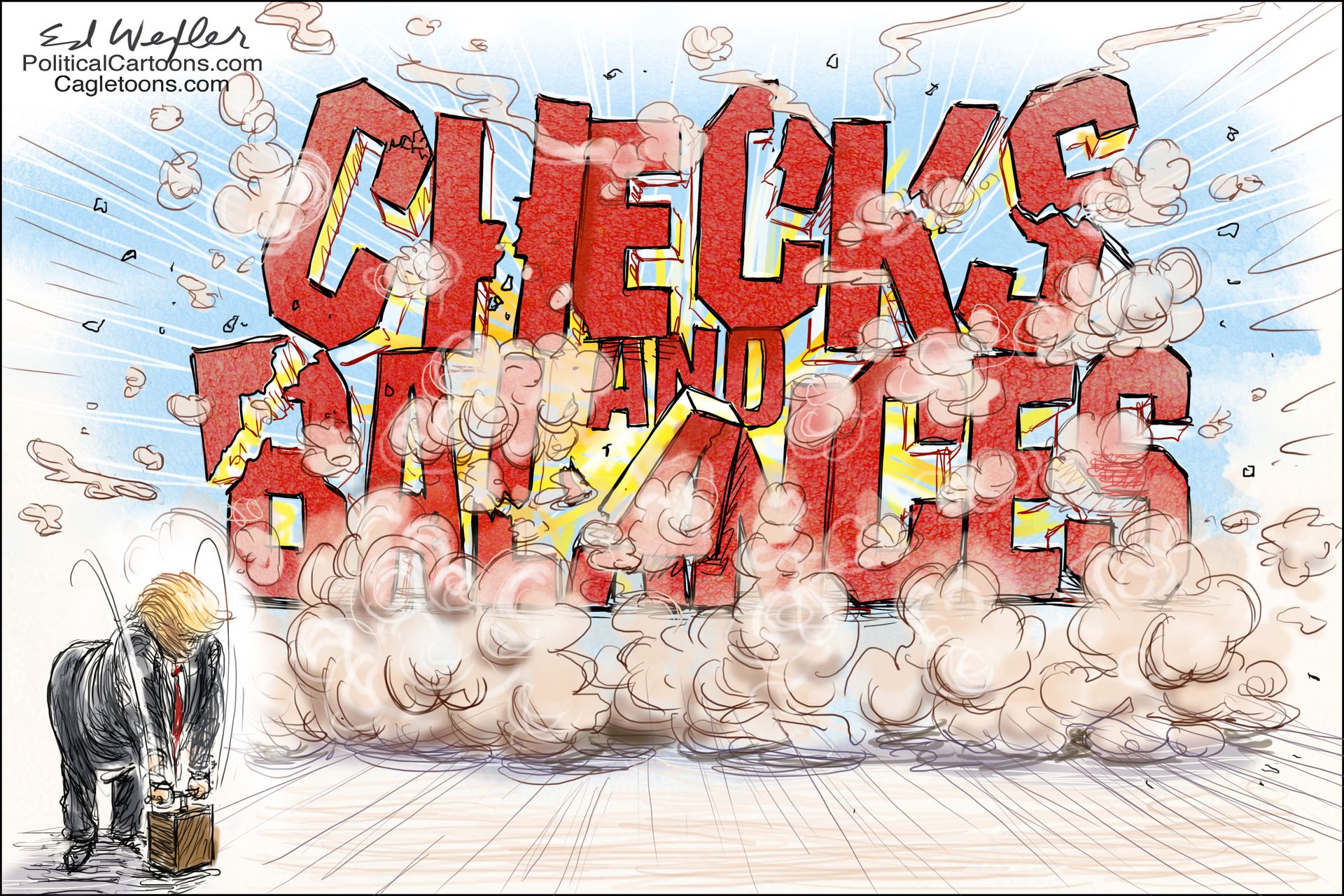 Political cartoon U.S. Trump executive power checks and balances | The Week