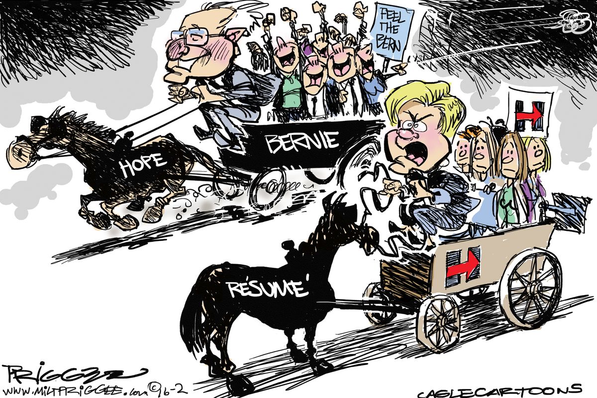 Political Cartoon U.S. Hillary Bernie 2016 | The Week