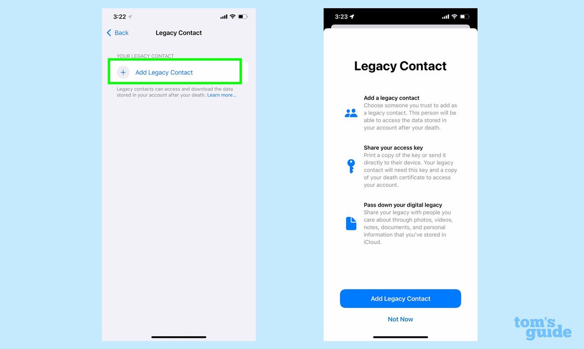 How to set up Legacy Contacts in iOS 15 | Tom's Guide
