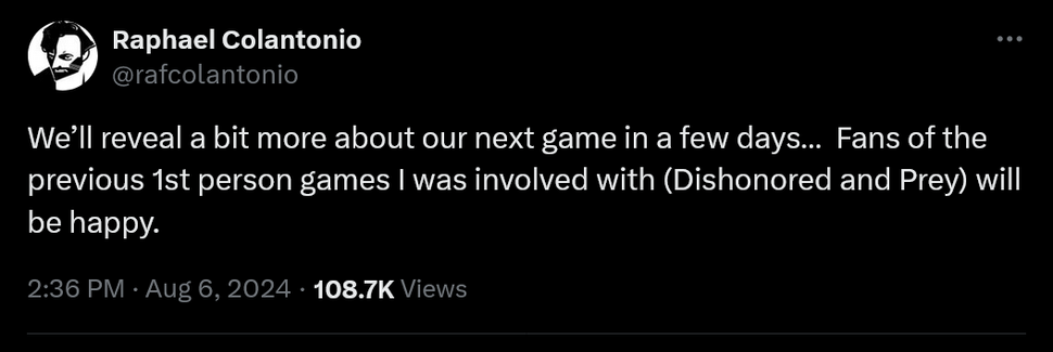 Arkane founder Raphael Colantonio will reveal more about his next game ...