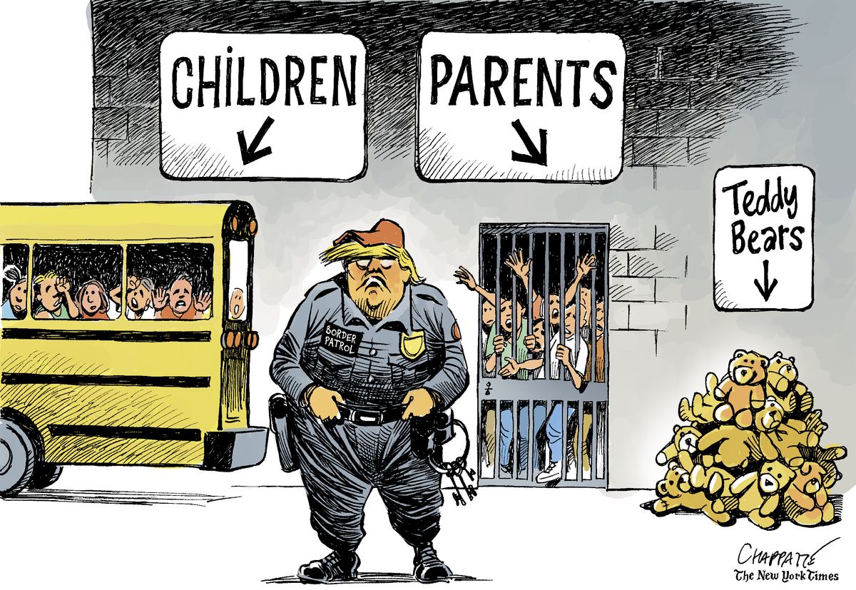 Political cartoon World Trump immigration border policy family ...